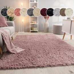 Hochflor-Teppich Paco Home "Silky 591", rosa, B:80cm H:37mm L:150cm, Polyester, Teppiche, Uni-Farben, besonders weich und kuschelig