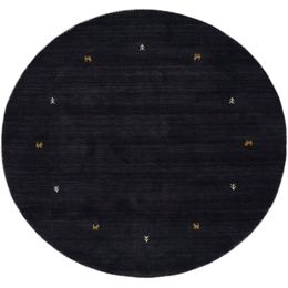 Wollteppich CarpetFine "Gabbeh Uni", schwarz, H:15mm &Oslash;:300cm, Wolle, Teppiche, reine Wolle handgewebt, Gabbeh Tiermotiv warmes Raumklima viele Gr&ouml;&szlig;en