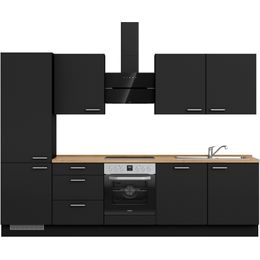 K&uuml;chenzeile Nobilia "Touch II", NEU: individuell anpassbar mit gratis Profi-Beratung", schwarz (k&uuml;che: schwarz, korpus: schwarz, arbeitsplatte: eiche sierra nachbildung), B:300,3cm H:216,6cm T:60cm, Komplettk&uuml;chen-Sets, K&uuml;chenzeile, vormontiert, Breite 300 cm, Ausrichtung w&auml;hlbar, wahlw. mit E-Ger&auml;ten