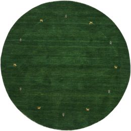 Wollteppich CarpetFine "Gabbeh Uni", gr&uuml;n, H:15mm &Oslash;:200cm, Wolle, Teppiche, reine Wolle handgewebt, Gabbeh Tiermotiv warmes Raumklima viele Gr&ouml;&szlig;en