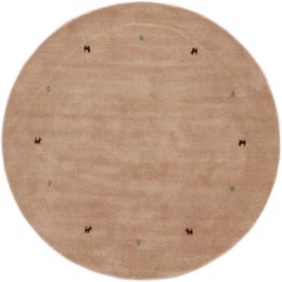 Wollteppich CarpetFine "Gabbeh Uni", beige, H:15mm &Oslash;:200cm, Wolle, Teppiche, reine Wolle handgewebt, Gabbeh Tiermotiv warmes Raumklima viele Gr&ouml;&szlig;en