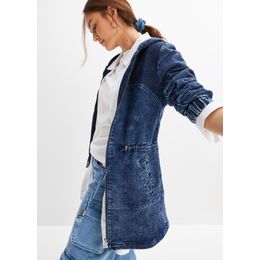 bonprix leichter Jeansparka, blau, Gr.46, L&auml;ssiger Jeansparka mit Kapuze und seitlichen Eingriffstaschen, 92% Baumwolle