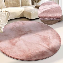 Villeroy & Boch Teppich VILLEROY & BOCH "Leon", rosa (altrosa), H:15mm &Oslash;:200cm, Polyester, Teppiche, Teppich, Langflor, Shaggy, einfarbig, flauschig, weich, gl&auml;nzend, modern, uni
