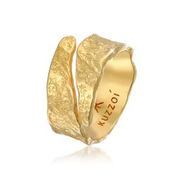 Silberring Kuzzoi "Bandring Struktur Used Look 925 Silber" Gr. 62, gold, Fingerringe, Herren, 62mm, ohne Stein, Silber 925 (Sterlingsilber), 10,7mm, Silberring