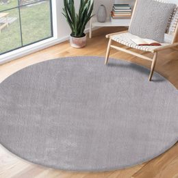 Teppich the carpet "Relax round", grau, H:16mm &Oslash;:120cm, Polyester, Teppiche, Teppich, waschbarer Wohnzimmer Teppich modern rutschfest