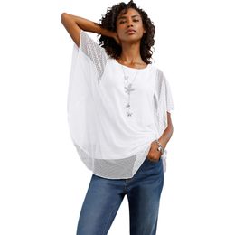 Heine Damen Kurzarmshirt im Poncho-Stil ecru Gr&ouml;&szlig;e 42