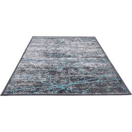 Teppich Gino Falcone "Orelia 103", blau, B:40cm H:7mm L:70cm, Polyester, Teppiche, Teppich, Kurzflor, modernes Design, mit leichtem Glanz, Wohnzimmer