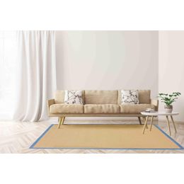Sisalteppich CarpetFine "Sisal , auch als L&auml;ufer erh&auml;ltlich", blau, B:140cm H:5mm L:200cm, Sisal, Teppiche, Sisalteppich, mit farbiger Bord&uuml;re, Anti Rutsch R&uuml;ckseite, viele Gr&ouml;&szlig;en, Wohnzimmer