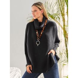 Rollkragenpullover Heine "Rollkragen-Pullover", Damen, Gr. 36/38, schwarz, 50% Viskose, 28% Polyester, 22% Polyamid, unifarben, Pullover Rollkragenpullover