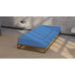 Betttuch Biberna "Bettlaken", blau (mittelblau), B:150cm L:250cm, Biber, Obermaterial: 100% Baumwolle, Bettlaken, w&auml;rmender Feinbiber, ohne Gummizug, hautsympathisch + atmungsaktiv
