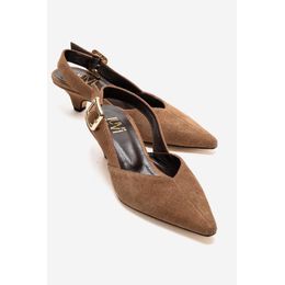 Dioris Leder-Slingback-Kitten-Heel-Pumps
