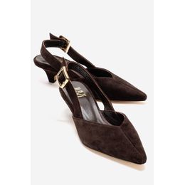 Dioris Leder-Slingback-Kitten-Heel-Pumps
