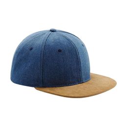 Beechfield - Snapback M&uuml;tze Flache Spitze aus Wildlederimitat (Jeansblau)