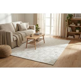 Teppich Kayoom "Calma 325", wei&szlig;, B:120cm H:10mm L:160cm, Teppiche, Teppich, Kurzflor, 3-D Optik, Wohnzimmer