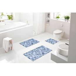Badematte Grund "Leonie", blau (denim blau), H:15mm, Baumwolle, Polyester, Badematten, Badematte, meliertes Design, strapazierf&auml;hig