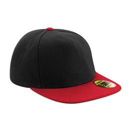Beechfield - "Original" Snapback M&uuml;tze Flacher Schirm f&uuml;r Herren/Damen Unisex (Schwarz/Rot)
