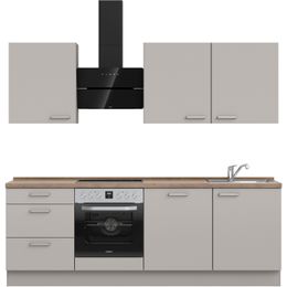 K&uuml;chenzeile Nobilia "Touch II", NEU: individuell anpassbar mit gratis Profi-Beratung", grau (k&uuml;che: grau, korpus: steingrau, arbeitsplatte: eiche havanna nachbildung), B:240,3cm H:216,6cm T:60cm, Komplettk&uuml;chen-Sets, K&uuml;chenzeile, vormontiert, Breite 240 cm, Ausrichtung w&auml;hlbar, wahlw. mit E-Ger&auml;ten
