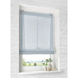 Raffrollo Kutti "Brondby", blau, B:80cm H:140cm, Raffrollos, Leinenoptik lichtfilternd Edelstahlhaken