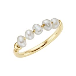 Perlenring Smart Jewel "mit wei&szlig;en S&uuml;&szlig;wasser-Perlen, Silber 925" Gr. 54, gold, Fingerringe, Damen, 54, Silber 925 (Sterlingsilber), Perlenring