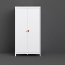 Kleiderschrank Home Affaire "Madrid, Dreht&uuml;renschrank, Aufbewahrung Kasten Schrank Stauraum", wei&szlig;, B:102,1cm H:199cm T:58,4cm, Holzwerkstoff, Schr&auml;nke, Kleiderschrank, 2t&uuml;riger Schrank mit 5 Einlegeb&ouml;den und Kleiderstange, Breite 102 cm
