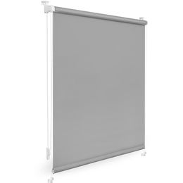 Seitenzugrollo LICHTBLICK ORIGINAL "Uni Rollo", grau (grau, wei&szlig;), B:90cm H:220cm, Polyester, Rollos, Seitenzugrollo, mit Klemmtr&auml;ger und Farbbeschichtung - f&uuml;r Fenster und T&uuml;ren, Klemmfix