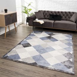 Teppich Sanat "Evra 7009", grau, B:80cm H:22mm L:150cm, Kunstfaser, Teppiche, Teppich, Wohnzimmer, Kurzflor, modern, L&auml;ufer