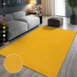 Teppich Sanat "UNI , auch als L&auml;ufer- und Rundgr&ouml;&szlig;en erh&auml;ltlich", gelb, B:60cm H:13mm L:110cm, Kunstfaser, Teppiche, Teppich, robuster Kurzflorteppich, gro&szlig;e Farbauswahl, Wohnzimmer, alle R&auml;ume