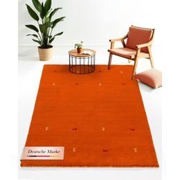 Wollteppich CarpetFine "Gabbeh Uni, auch als L&auml;ufer und Rund erh&auml;ltlich", orange, B:140cm H:15mm L:200cm, Wolle, Teppiche, reine Wolle, handgewebt, Gabbeh Loom Tiermotiv, gro&szlig;e Farbauswahl