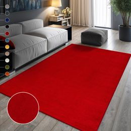 Teppich Sanat "UNI , auch als L&auml;ufer- und Rundgr&ouml;&szlig;en erh&auml;ltlich", rot, B:60cm H:13mm L:110cm, Kunstfaser, Teppiche, Teppich, robuster Kurzflorteppich, gro&szlig;e Farbauswahl, Wohnzimmer, alle R&auml;ume