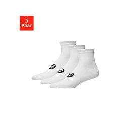Laufsocken asics "3 PACK QUARTER SOCK", Damen, Gr. XL (47/49), brilliant wei&szlig;, Obermaterial: 69% Baumwolle, 24% Polyester, 5% Nylon, 2% sonstige Fasern, Socken, f&uuml;r Fitnessaktivit&auml;ten, mit Mesh-Knit-Gewebe, mit D&auml;mpfung