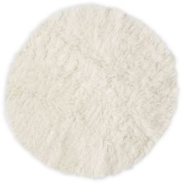 Wollteppich Theko "FLOKOS 1250", beige (natur), H:40mm &Oslash;:140cm, Wolle, Teppiche, original griechischer Flokati, Hochflor, Uni-Farben, reine Wolle