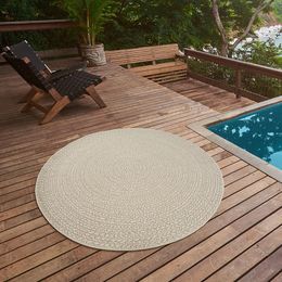 Teppich the carpet "Kansas", beige (creme), H:1mm &Oslash;:80cm, Polypropylen, Teppiche, Teppich, moderner robuster In und Outdoor Teppich Jute Look