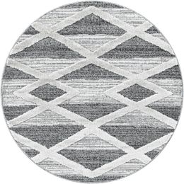 Teppich Ayyildiz Teppiche "PISA 4709", grau, H:20mm &Oslash;:200cm, Polypropylen (PP), Teppiche, Teppich, auch rechteckig, Hoch Tief Struktur, Wohnzimmer, Schlafzimmer