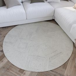 Teppich Wecon Home "Hamptons THIRTYTHREE", beige (elfenbein), H:15mm &Oslash;:180cm, Kunstfaser, Schurwolle, Teppiche, Teppich, Fasermix, Kurzflor, Wohnzimmer, elegant, robust, geometrisches Design