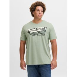Jack & Jones PlusSize T-Shirt "JJELOGO TEE SS ONECK 2 COL AW25 NOOS PLS", Herren, Gr. 4XL, gr&uuml;n (iceberg gr&uuml;n), Jersey, Obermaterial: 100% Baumwolle, JACK & JONES PLUSSIZE, bedruckt, regular fit h&uuml;ftlang, Rundhals, Shirts T-Shirt