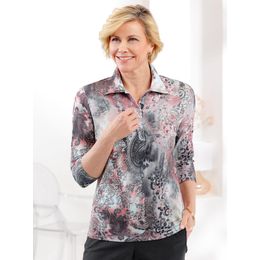 Poloshirt CLASSIC "Poloshirt", Damen, Gr. 38, rosa (rosenquarz, steingrau, bedruckt), 92% Polyester, 8% Elasthan, gemustert, mehrfarbig, Shirts