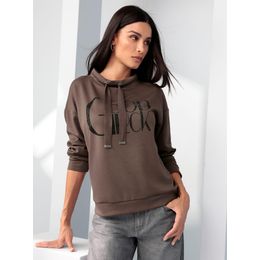 Sweatshirt Heine, Damen, Gr. 48, schoko, 50% Modal, 44% Polyester, 6% Elasthan, bedruckt, gemustert, mehrfarbig, Sweatshirts Sweatshirt