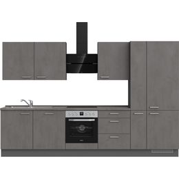 K&uuml;chenzeile Nobilia "Riva II", NEU: individuell anpassbar mit gratis Profi-Beratung", grau (k&uuml;che: grau, korpus: schiefergrau, arbeitsplatte: beton schiefergrau nachbildung), B:330,3cm H:216,6cm T:60cm, Komplettk&uuml;chen-Sets, K&uuml;chenzeile, vormontiert, Breite 330 cm, Ausrichtung w&auml;hlbar, wahlw. mit E-Ger&auml;ten