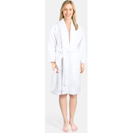 Damenbademantel HAMMETEX "Ren, 100% Baumwolle" Gr. XL, wei&szlig;, L:100cm, Baumwolle, Hausm&auml;ntel, 380 g/m&sup2; Frottee Bademantel mit Taschen &ndash; Saugf&auml;hig & Weich