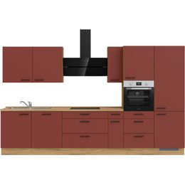 K&uuml;chenzeile Nobilia "Easytouch II", NEU: individuell anpassbar mit gratis Profi-Beratung", rot (k&uuml;che: rot, korpus: eiche sierra nachbildung, arbeitsplatte: eiche sierra nachbildung), B:360,3cm H:216,6cm T:60cm, Komplettk&uuml;chen-Sets, K&uuml;chenzeile, vormontiert, Breite 360 cm, Ausrichtung w&auml;hlbar, wahlw. mit E-Ger&auml;ten