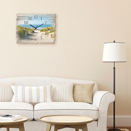Wanduhr Artland "Strand mit Sandd&uuml;nen und Weg zur See", beige (natur), B:40cm H:30cm, Wanduhren, Wanduhr, wahlweise mit Quarz- oder Funkuhrwerk, lautlos ohne Tickger&auml;usche