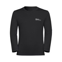 Rundhalspullover Jack Wolfskin "ACTAMIC LONGSLEEVE K", Kinder, Gr. 104, schwarz, Obermaterial: 100% Polyester, Pullover Rundhalspullover