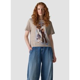 Print-Shirt Lecomte "T-Shirt", Damen, Gr. 40, braun, 100%Baumwolle, gemustert, gerade, Shirts