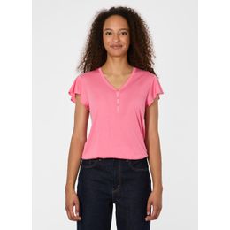 V-Shirt Ragwear, Damen, Gr. XXL, pink, Jersey, Obermaterial: 60% Polyester, 40% Viskose, unifarben, normal, V-Ausschnitt, Shirts