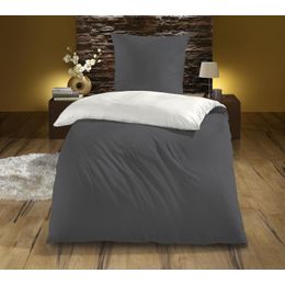 Wendebettw&auml;sche Kinzler "Mikrofaser "Cashmere Touch", dunkelgrau, B/L: 135cm x 200cm, 1 Stk., 1 Stk., Polyester, B/L: 80cm x 80cm, 2 tlg., Polyester, Obermaterial: 100% Polyester, Bettw&auml;sche, Wendebettw&auml;sche, Unifarben, besonders weich