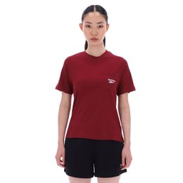 T-Shirt Reebok "LEX SMALL LOGO CRW SS POCKET TEE", Damen, Gr. M, rot (classic burgundy), Obermaterial: 100% Baumwolle, normal, Rundhals, Shirts T-Shirt