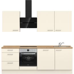 K&uuml;chenzeile Nobilia "Touch II", NEU: individuell anpassbar mit gratis Profi-Beratung", wei&szlig; (k&uuml;che: wei&szlig;, korpus: magnolia matt, arbeitsplatte: eiche sierra nachbildung), B:240,3cm H:216,6cm T:60cm, Komplettk&uuml;chen-Sets, K&uuml;chenzeile, vormontiert, Breite 240 cm, Ausrichtung w&auml;hlbar, wahlw. mit E-Ger&auml;ten