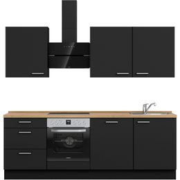 K&uuml;chenzeile Nobilia "Touch II", NEU: individuell anpassbar mit gratis Profi-Beratung", schwarz (k&uuml;che: schwarz, korpus: schwarz, arbeitsplatte: eiche sierra nachbildung), B:240,3cm H:216,6cm T:60cm, Komplettk&uuml;chen-Sets, K&uuml;chenzeile, vormontiert, Breite 240 cm, Ausrichtung w&auml;hlbar, wahlw. mit E-Ger&auml;ten