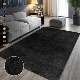 Teppich Sanat "UNI , auch als L&auml;ufer- und Rundgr&ouml;&szlig;en erh&auml;ltlich", schwarz, B:60cm H:13mm L:110cm, Kunstfaser, Teppiche, Teppich, robuster Kurzflorteppich, gro&szlig;e Farbauswahl, Wohnzimmer, alle R&auml;ume