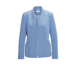 Jackenblazer GOLDNER "Blazer mit feinen Kontrastpaspeln", Damen, Gr. 40, gr&uuml;n (taubenblau), Obermaterial: 88% Polyester PES. 12% Elasthan EL., festlich, normal, V-Ausschnitt, Sonstiges, Blazer, Ohne